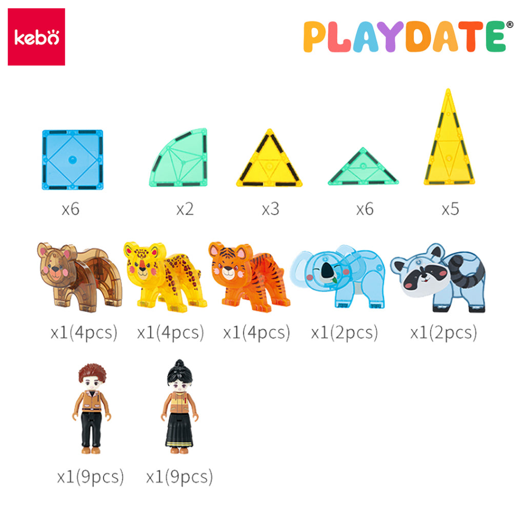 Playdate Kebo Magnetic Jungle Animals 56pcs | Mighty Baby PH